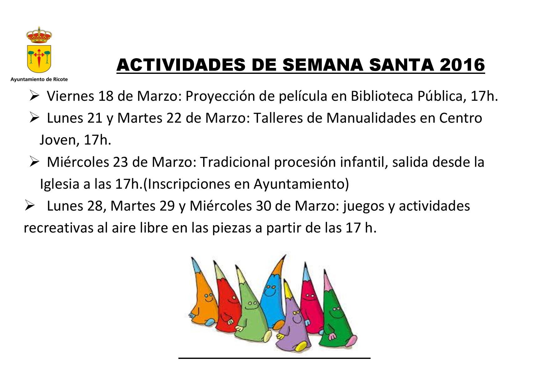 Actividades para niños en Semana Santa | Ayuntamiento de Ricote